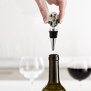 Custom Wine Bottle Stopper with Photo Personalized Wine Bottle Stoppers Zinc Alloy Reusable Wine Saver Corks for Wine, Champagne, Beverages -Clover