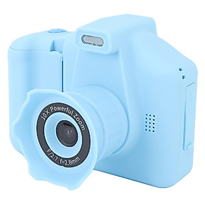 Mini SLR Children Digital HD Camera, 1000mAh Lithium Battery Kids Digital Photo Camera IPS Screen 12 Languages High Definition for Children (Blue)