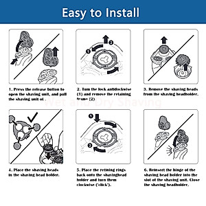 Gleway SH90/72 Replacement Heads Compatible with Philips Electric Shavers Series 9000 8000 SH90/62 Shaving Replacement Heads Compatible with Norelco Electric Razor Blades, 3Pack with Brush