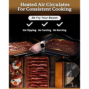 Gotham Steel Bacon Bonanza Large Baking Pan with Rack for Crispy Bacon + Crisper Tray for Bacon with Grease Catcher, Nonstick Bacon Cooker for Oven / Copper Bacon Pan, Non-Toxic Oven / Dishwasher safe