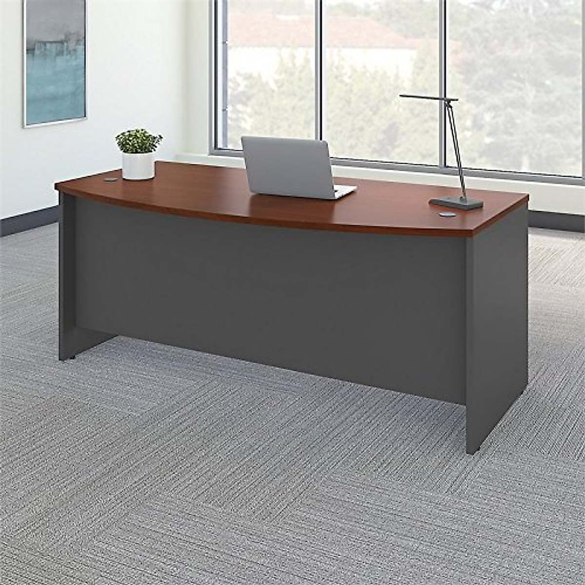 Bush Business Furniture Series C 72W Bowfront Desk Shell in Hansen Cherry