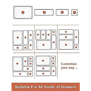 SMARTAKE 37-Piece Drawer Organizer with Non-Slip Silicone Pads, 4-Size Desk Drawer Organizer Trays Storage Tray for Makeup, Jewelries, Utensils in Bedroom Dresser, Office and Kitchen (Clear)