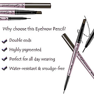 [ 2 Pack]Eyebrow Pencil, Waterproof Eyebrow Makeup with Dual Ends, Professional Brow Enhancing Kit with Eyebrow Brush (Dark Brown #1)