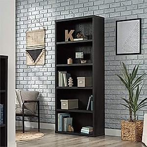 Sauder Miscellaneous Storage 5-Shelf Display Bookcase in Raven Oak Finish, Raven Oak Finish