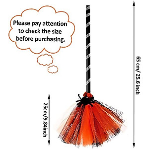 NSVJVY Kids Witch Broom, Halloween Broomstick, Photography Prop Toy, Cosplay Dress Up Costume Party Cute Witch Broom (Orange)