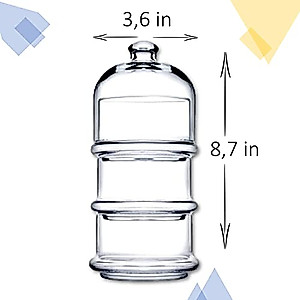 UMS 3-tier glass Stackable jar - Clear Apothecary Jars with Lid - Storage Container for Food, Candy, Biscuit, Cookie, Kitchen and Bathroom Organizer, Glass Pantry Jars