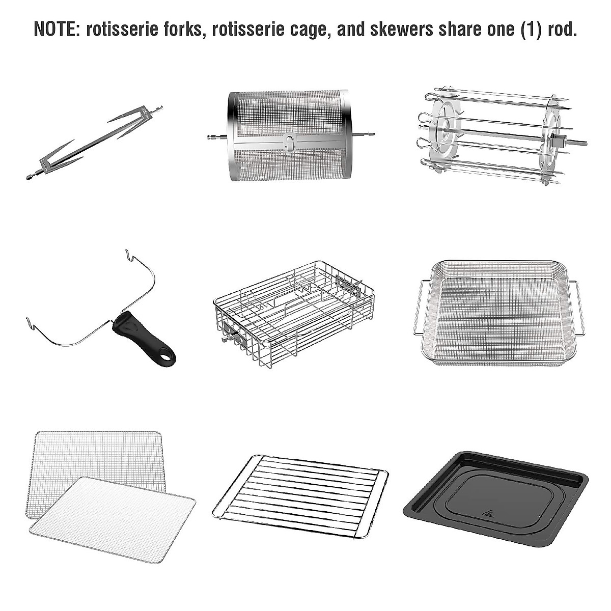 GoWISE USA GW44800-O Deluxe 12.7-Quarts 15-in-1 Electric Air Fryer Oven with Rotisserie and Dehydrator + 50 Recipes QT, Black/Silver