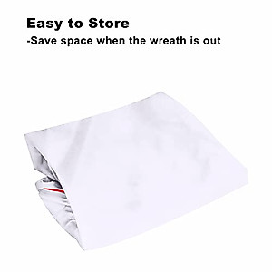 TQS 30" Christmas Garland Ornaments Wreath Storage Bag - Christmas Large Wreath Storage Container - Reinforced Wide Heavy Duty Handle and Double Sleek Zipper -Protect Your Party Decorations - White