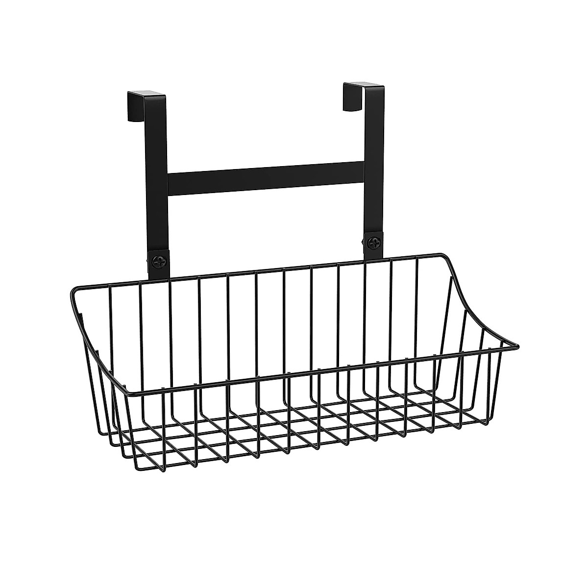 MaraFansie Grid Storage Basket, Over the Cabinet Door Organizer, Hanging Basket with Hook Over the Cabinet/Railing, Under Sink Kitchen Cabinet, Pantry, Bathroom, Small, Black, 1 Pack