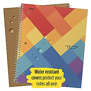 Five Star Spiral Notebooks, 1 Subject, College Ruled, 11" x 8-1/2", Cute Designs Bright Colors, 3 Pack (51180)