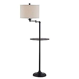 Maxax Floor Lamp for Living Room, Standing Lamp with Swing Arm & Table, for Reading Office, Bedroom, Black Finish - 60 Inches