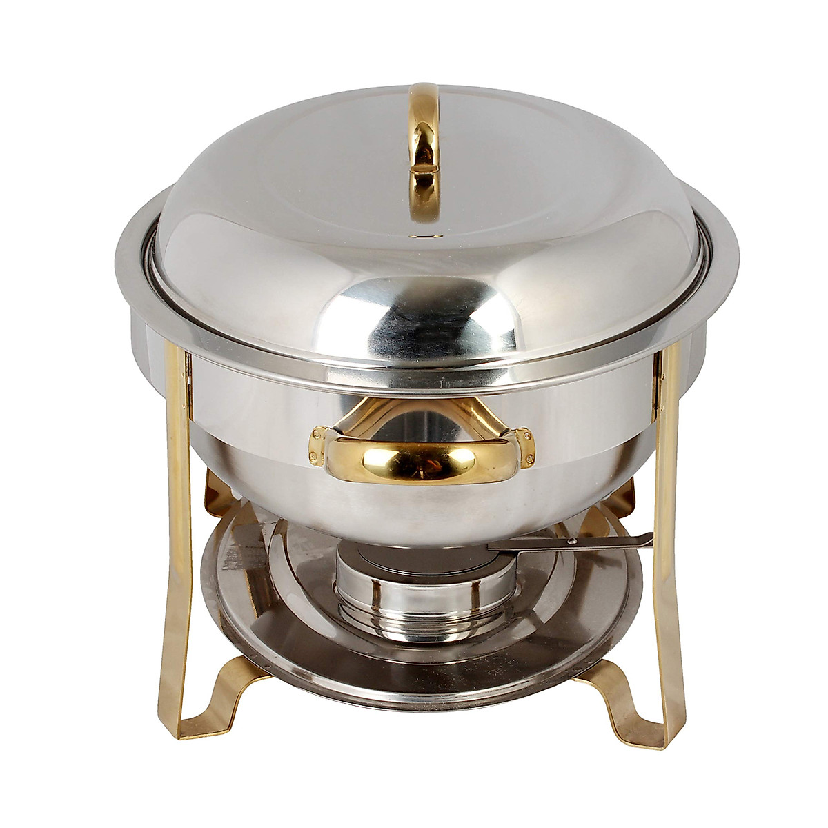 Excellanté Stainless Steel 6 Quart Gold Accented Oval Chafer