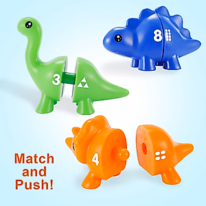 Matching Numbers Fine Motor Toy - Double-Sided Preschool Dinosaur Counting Learning Toy for Number Recognition Improvement, Montessori Educational Toys for Toddlers 18 Months and Up, Boys and Girls…