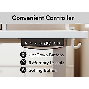 BANTI 40x24 Inch Electric Standing Desk with Double Drawers, Adjustable Height Stand Up Desk, Sit Stand Home Office Desk with Storage Shelf, White Top