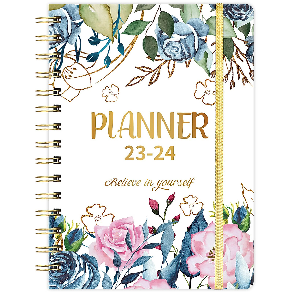 2023 Planner - Planner/Calendar 2023, Jan.2023 - Dec.2023, 2023 Planner Weekly & Monthly with Tabs, 6.4" x 8.5", Hardcover + Back Pocket + Twin-Wire Binding, Daily Organizer - Flower
