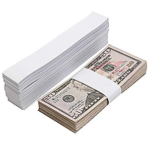 NATURALABEL 300 White Kraft Currency Straps Self Adhesive Money Bands for Bills