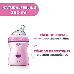 Natural Feeling Chicco Baby Bottle 250ml 2Mesi + Bimba