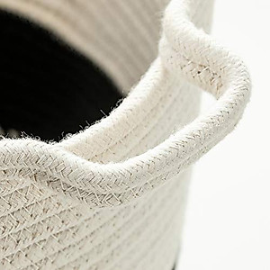 Aimjerry Cotton Rope Storage Basket 13" x 11"x 11" Decorative Woven Laundry Baskets with Handles for Living Room and Laundry