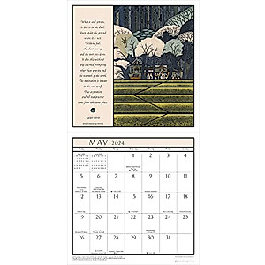 Now and Zen 2024 Wall Calendar: Contemporary Japanese Prints by Ray Morimura | 12" x 24" Open | Amber Lotus Publishing
