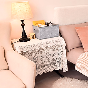 GRANNY SAYS Closet Storage Bins, Storage Baskets for Shelves, Fabric Storage Bins with Handles, Storage Boxes Decorative Containers for Living Room Bookshelf, Gray, Medium, 3-Pack