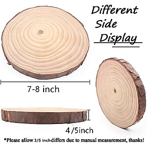 Natural Pine Wood Slabs Untreated 7-8 inches Diameter x 4/5" Thick Solid Wood Slices for Weddings, Table Centerpieces, DIY Projects or Decoration-2Pcs