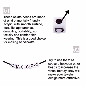 240pcs Opaque Acrylic Letter C Cube Beads White Plastic Alphabet Loose Spacer Square Beads 4-5mm for DIY Name Bracelet Necklace Jewelry Crafts Making Hole: 1.8mm