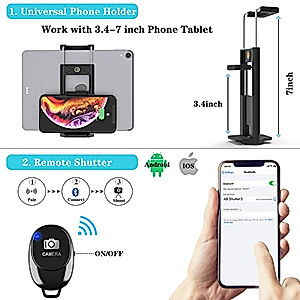 KINGJUE 60'' Camera Phone Tripod Stand Compatible with Canon Nikon DSLR with Universal Tablet Phone Holder Remote Shutter Bubble Level and Carry Bag Max Load 6.6LB