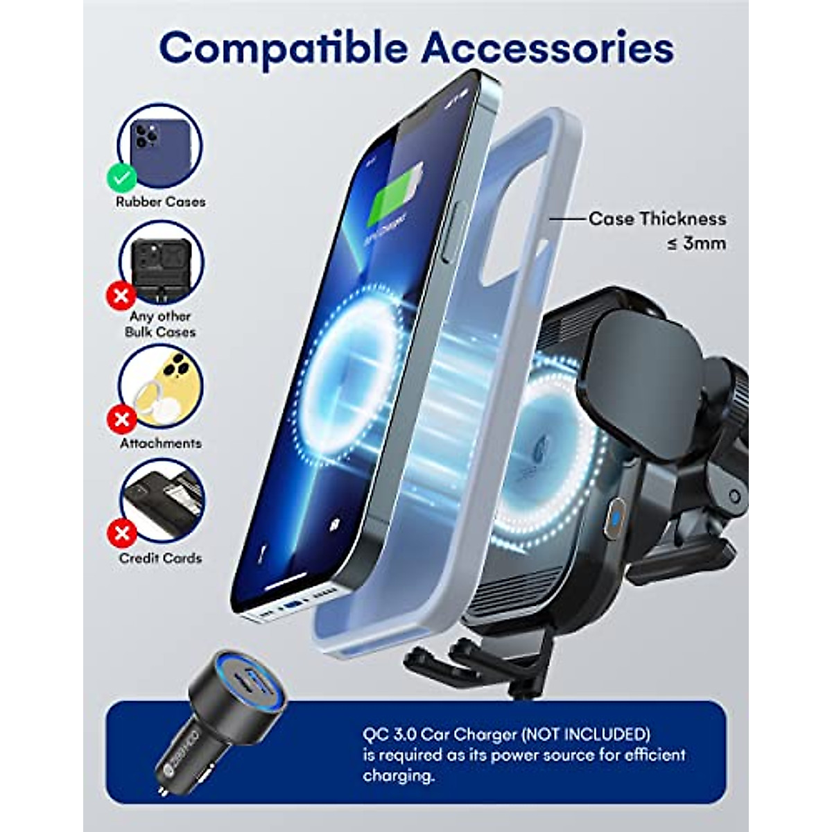 [Upgraded Version] ZeeHoo Wireless Car Charger,15W Fast Charging Auto-Clamping Car Mount, Car Vent Charging Phone Holder for iPhone 14 13 12 11, Samsung Galaxy S23 Ultra S21 S20 Note 20, etc