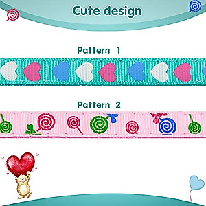 6 Pieces Cat Collar with Bell Kitten Breakaway Collar Heart Pattern Adjustable Safe Baby Kitten Collars Lollipop Spring Summer Cat Collars for Girl Boy Cats