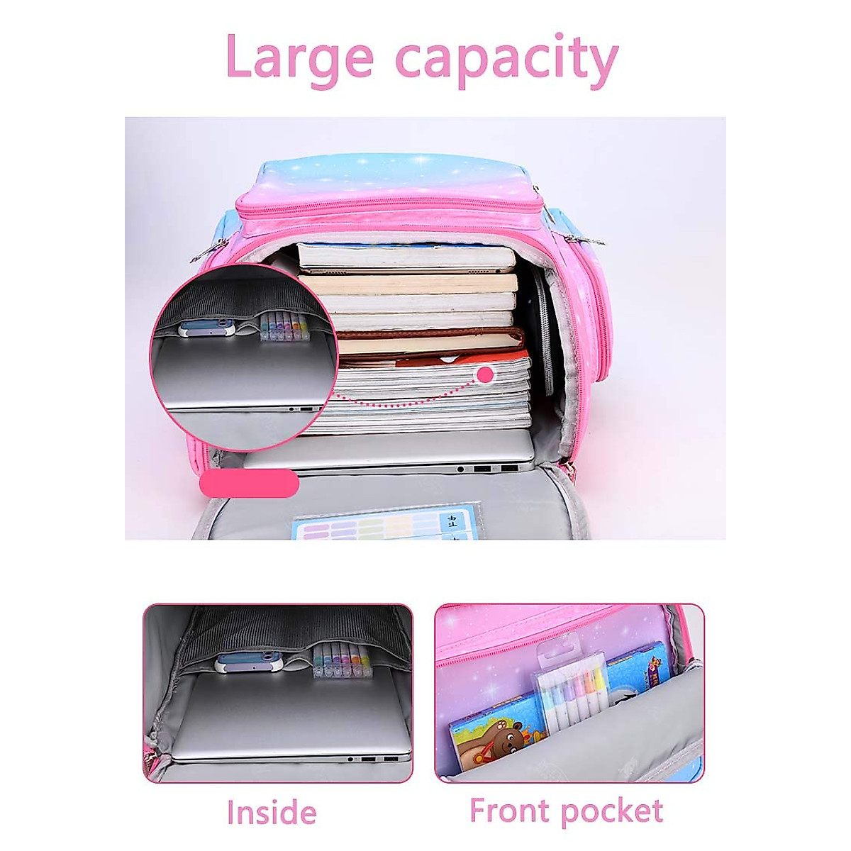 Qiuhome Cute School Backpack for Girls with Chest Strap (14inch, Rose Red)