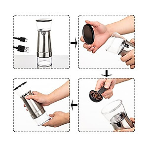 Portable Electric Coffee Grinder - USB Charging, Automatic Coffee Bean Grinder for Home and Office Use - Coffee Maker and Spice Grinder - Electric Coffee Grinding Machine