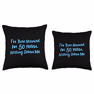 Happy 50th Wedding Golden Anniversary Gifts Store Couples Married 50 Years-Funny 50th Wedding Anniversary Throw Pillow, 18x18, Multicolor