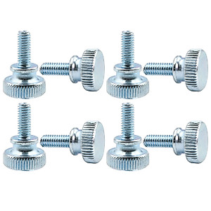 LBY 30pcs Knurled Hand Screw, M4 x 10mm Flat Knurled Head Fully Threaded Thumb Screws(Double Layer Step), Carbon Steel Galvanize