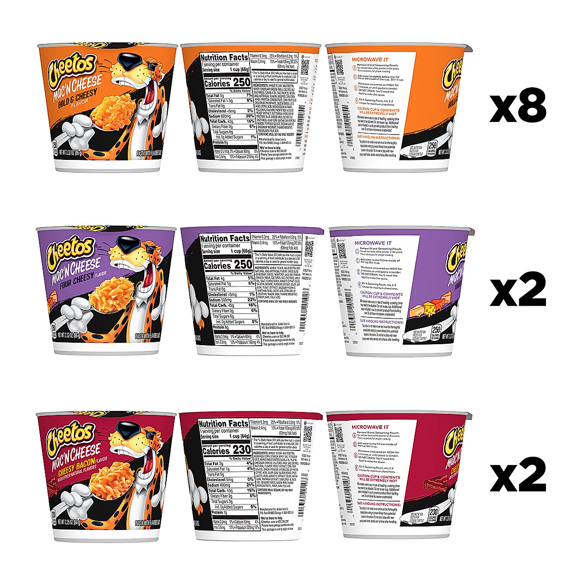 Cheetos Mac & Cheese Cups, 3 Flavor Variety Pack, (Pack of 12)