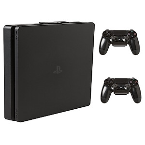 HIDEit Mounts 4S Bundle, Wall Mounts for PS4 Slim and Controllers, Steel Wall Mount for PlayStation 4 Slim and 2 Controller Mounts to Safely Store Your PS4 Slim and PlayStation Controller