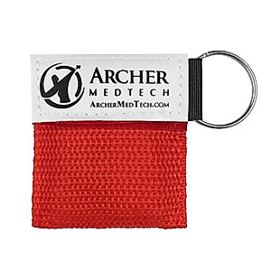 CPR Mask for Pocket or Key Chain, CPR Emergency Face Shield with One-Way Valve Breathing Barrier for First Aid or AED Training, Archer MedTech (25)