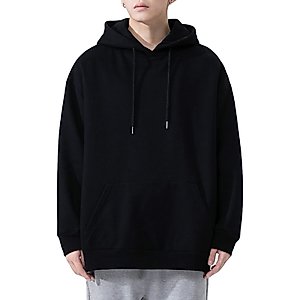 Maiyifu-GJ Men's Solid Loose Fit Pullover Hoodies Casual Athletic Hooded Sweatshirts Long Sleeve Hoodie with Kanga Pocket (Black,5X-Large)
