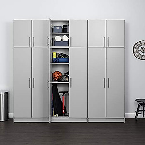 Prepac Elite 2 Door Standing Storage Cabinet, 16" D x 32" W x 65" H, Light Gray