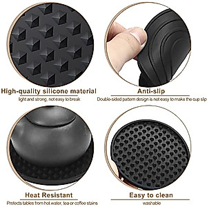 24 Pcs Silicone Coasters with 4 Holder, Drink Coasters Anti Slip Base Heat Resistant Coasters for Glass, Wood Tables, Dishwasher Safe Fits Drinking Glasses