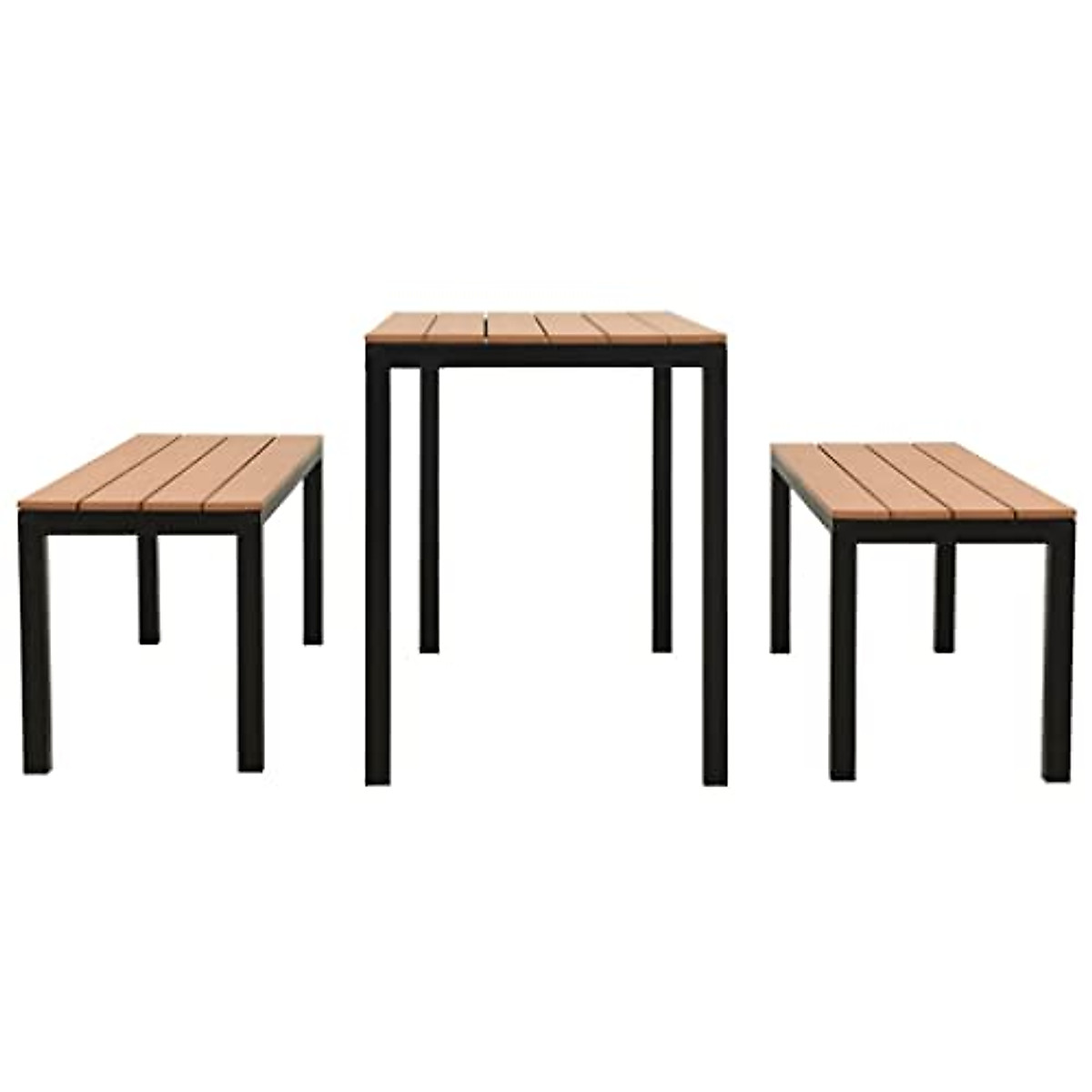 TCSGURK Modern Outdoor Patio Furniture Set, Dining Chairs and Table Set, Steel and WPC (Color : Brown, Size : 43.3" x 23" x 29.7")