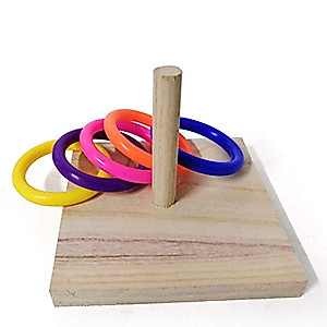 Balacoo Bird Ring Toy Interactive Wood Board Ring Toss Game Puzzle Toy Bird Educational Toy Parrot Chew Bite Playing for Parrot Pet (Random Color)