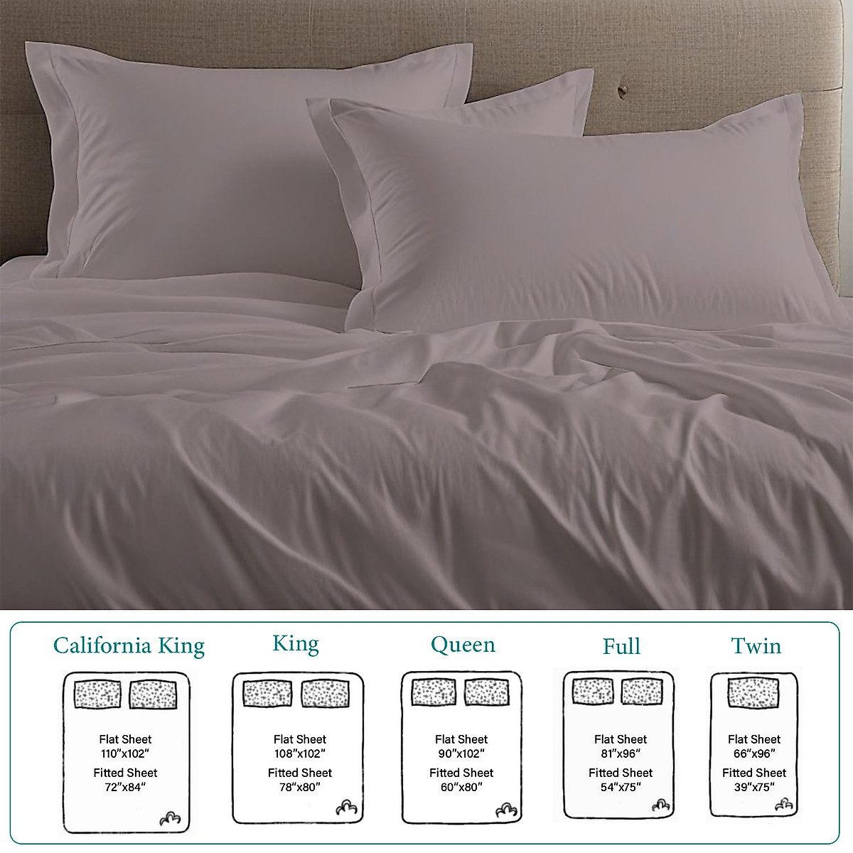 Bunny's Home 4 Piece Full Bed Sheet Set Egyptian Cotton Light Grey Full Size Sheet Set Breathable Sheets Extra Deep Pocket Full Sheets Fits 17 Inch Deep Mattress Machine Washable Cooling Sheets