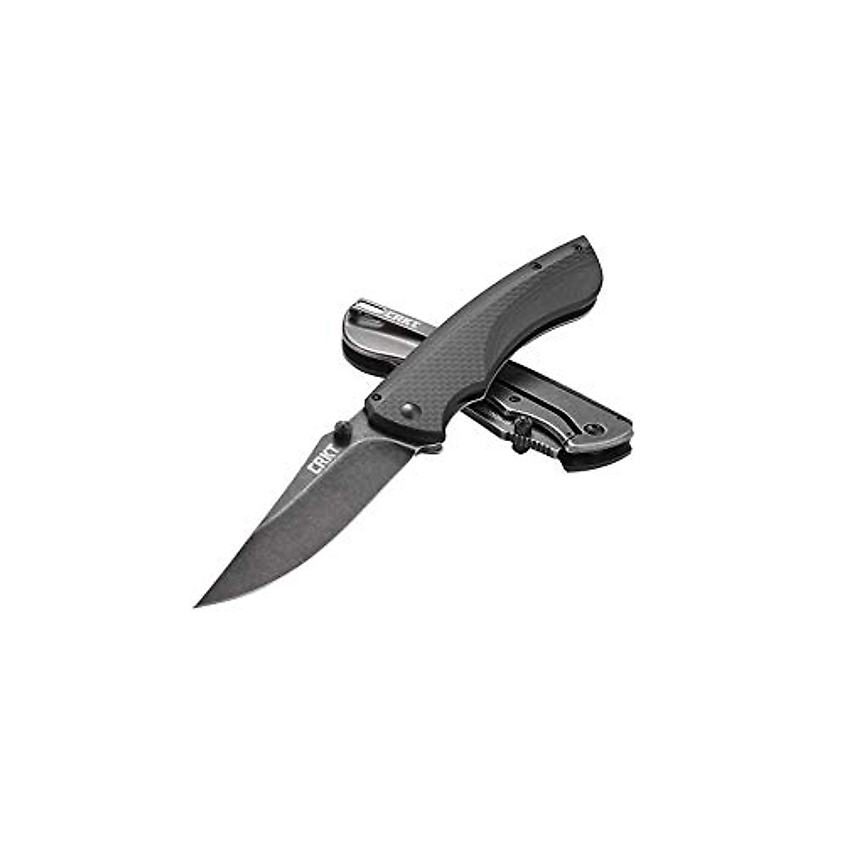CRKT Burnout EDC Folding Pocket Knife: Everyday Carry Folder with Frame Lock, Drop Point Blade, Black Stonewash Finish, Thumbstud, Assisted Opening, Carbon Fiber and G10 Handle 4123K