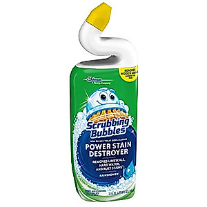 Scrubbing Bubbles Toilet Cleaner Gel and Power Stain Destroyer, Cleans Limescale, Rust & Hard Water Stains, Rainshower Scent, 24 oz