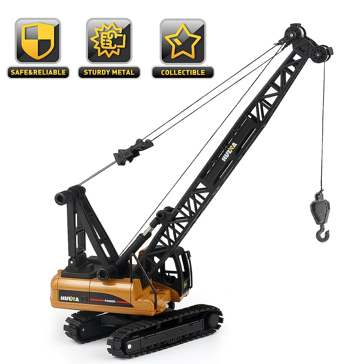 duturpo 1/50 Scale Metal Diecast Crane Truck Toy, Metal Construction Vehicles Crane Machine Model Toy for Boys