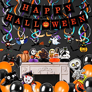 Halloween Party Favors Decorations Indoor-Halloween Party Decorations- Halloween Theme Party Toys Supplies - Halloween Party Banner Halloween Balloon, 3D Bat, Honeycomb Centerpiece