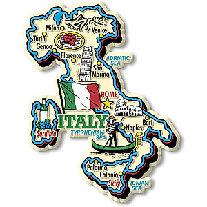 Italy Jumbo Country Map Magnet by Classic Magnets, Collectible Souvenirs Made in The USA