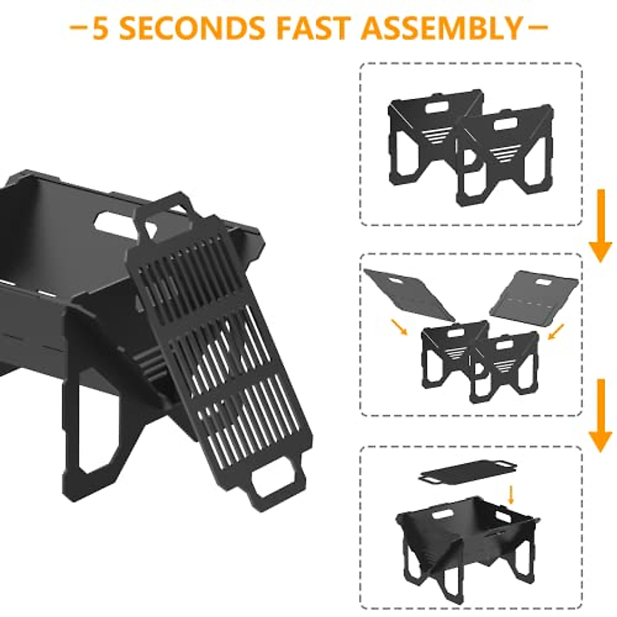 HYPATA 20 Inch Fire Pits for Outside,Portable Fire Pit for Camping,2 in 1 Metal Fire Pit Stove Backyard Patio Garden Fireplace for Camping, Outdoor Heating, Bonfire and Picnic