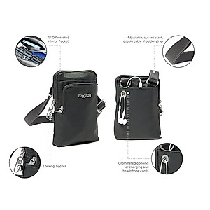 Baggallini womens Securtex® Anti-theft Activity Crossbody Bag Cross Body, Charcoal, One Size US