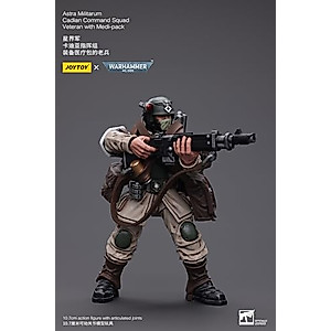JoyToy Warhammer 40K: Astra Militarum Cadian Command Squad Veteran with Medi-Pack 1:18 Scale Figure